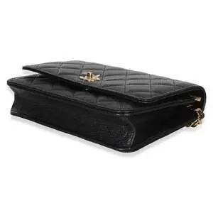 Chanel Quilted Caviar Wallet On Chain - Black