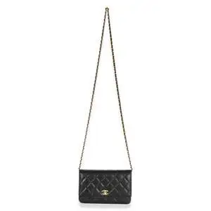 Chanel Quilted Caviar Wallet On Chain - Black