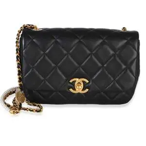 CHANEL Chanel Quilted Lambskin Mini Pearly Chain Flap Bag