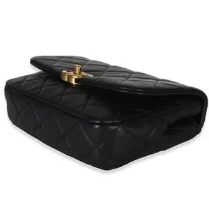 Chanel Quilted Lambskin Pearly Chain Flap Bag - Black
