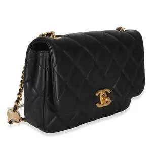 Chanel Quilted Lambskin Pearly Chain Flap Bag - Black