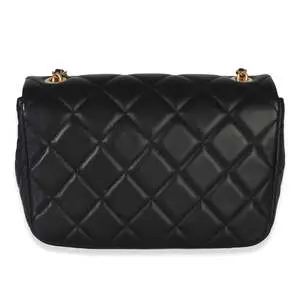 Chanel Quilted Lambskin Pearly Chain Flap Bag - Black