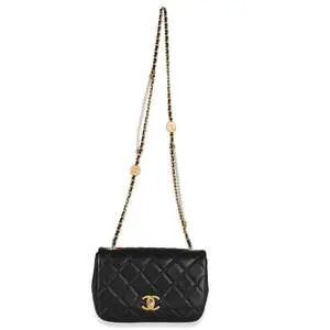 Chanel Quilted Lambskin Pearly Chain Flap Bag - Black