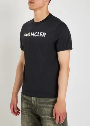 Moncler Logo-print And Appliquéd Cotton T-shirt - Navy