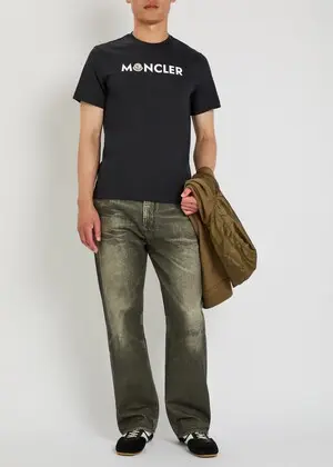 Moncler Logo-print And Appliquéd Cotton T-shirt - Navy