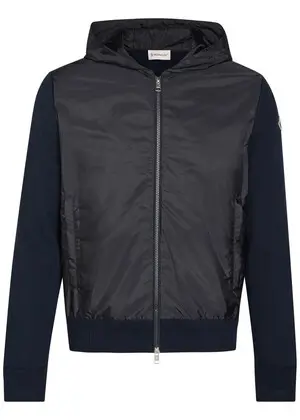 Moncler Hooded Shell And Cotton-blend Jacket