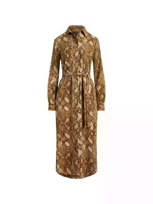 Ralph Lauren Python Print Belted Midi Shirtdress