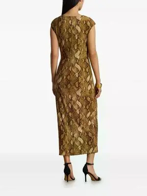 Ralph Lauren Python-print Jersey Cap-sleeve Midi Dress