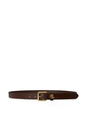 Ralph Lauren Logo Plaque Leather Belt - Brown