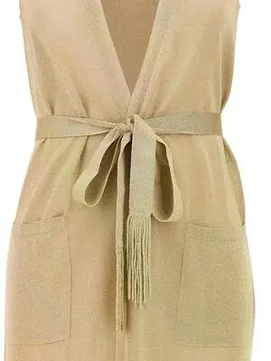 KANGRA Belted Lurex-finish Cardigan-coat - Neutrals