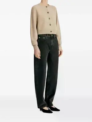 Loulou De Saison Heike Ribbed-knit Cropped Cardigan - Neutrals
