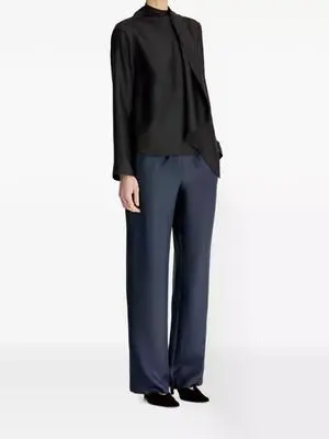 Loulou De Saison Gala Silk-twill Blouse With Draped Foulard Neck - Black