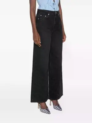 GANNI Embroidered Wide-leg Jeans