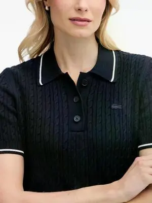 Lacoste Cable Knit Polo Shirt With Contrast Tipping