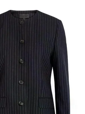 NILI LOTAN Pinstripe Print Collarless Jacket