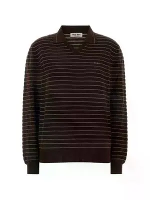 Miu Miu Striped Polo Collar Sweater
