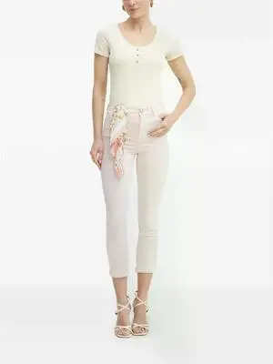 Guess Karina Ribbed T-shirt With Decorative Buttons