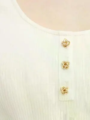 Guess Karina Ribbed T-shirt With Decorative Buttons