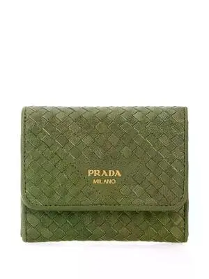 Prada Woven Leather Wallet - Green