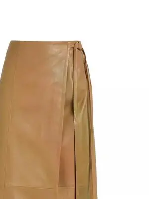 Nour Hammour Leather Wrap Midi Skirt