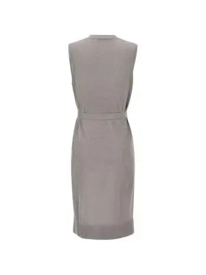 KANGRA Lurex Knit Belted Cardigan-coat - Grey