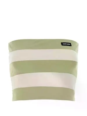 Miu Miu Striped Logo Patch Tube Top