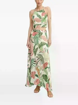 Guess Tropical Leaf Print Wrap Maxi Skirt