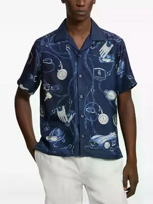 Ralph Lauren Purple Label Printed Silk Shirt - Blue