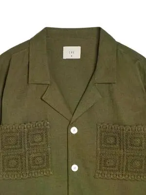 CHE Crochet-panelled Camp-collar Shirt - Green