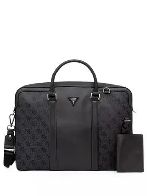 Guess Monogram Print Logo Plaque Holdall - Black
