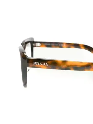 Prada Tortoiseshell Effect Rectangle Frame Sunglasses