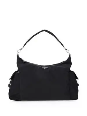 Prada Logo Plaque Tote Bag - Black