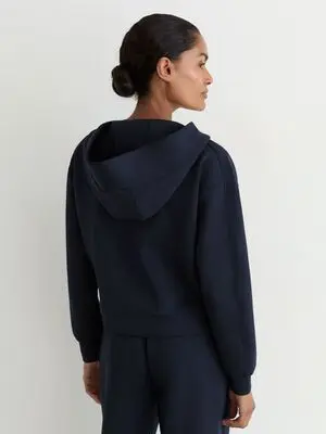 REISS Premium Interlock Half-zip Hoodie - Navy