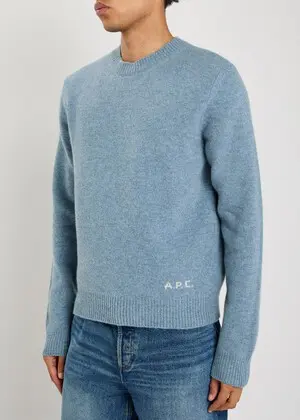 A.p.c. Logo-intarsia Mélange-knit Jumper