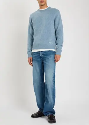 A.p.c. Logo-intarsia Mélange-knit Jumper