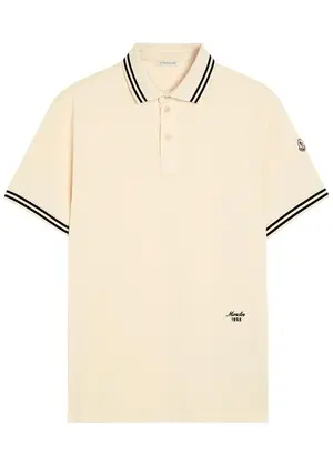 Moncler Logo-embroidered Piqué Cotton Polo Shirt - Multicoloured 1