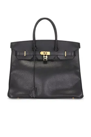 Hermès 1996 Ardennes Birkin 35 Retourne Handbag In Black - Etain