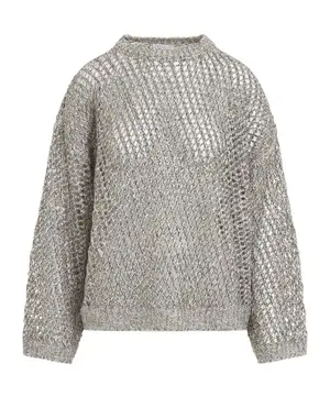 Brunello Cucinelli Crewneck Open-knit Jumper - Gray