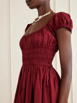 DÔEN Quinley Shir Organic Cotton-voile Midi Dress - Red