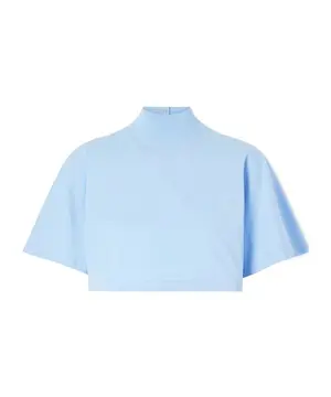 Alaïa Cropped Cotton T-shirt - Blue