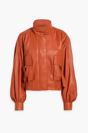 Zimmermann Gathered Leather Jacket - Tan