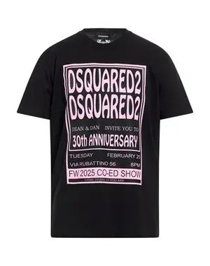 Dsquared2 Man T-shirt White Size L Cotton Black