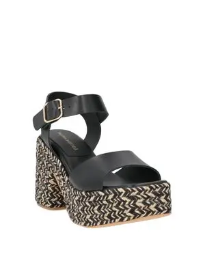 PALOMA BARCELO Leather Two-tone Sandals With Rope Heel