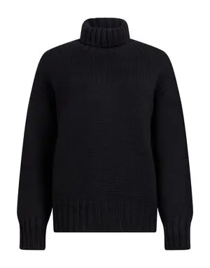 ARAGONA Wool Turtleneck Sweater - Black