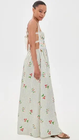 Agua Bendita Ameli Basket Embroidered Maxi Dress