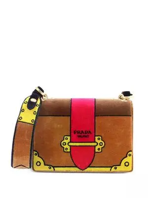 Prada Cahier Small Velvet Crossbody Bag - Brown