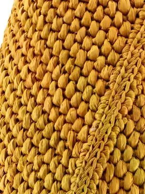Loewe Logo Convertible Raffia Medium Tote Bag - Yellow