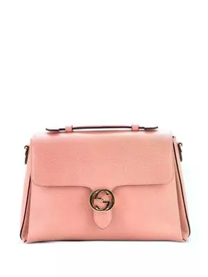 Gucci Interlocking Top Handle Bag Leather Shoulder Bag - Pink