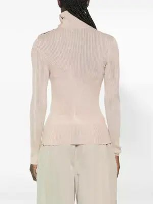 Moncler Ribbed Knit High Neck Sweater - Neutrals