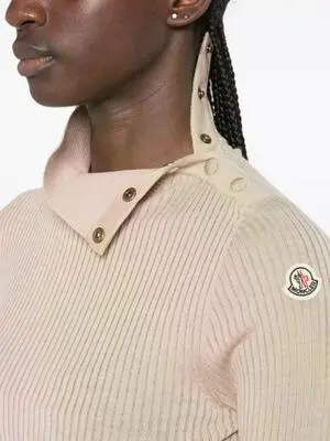 Moncler Ribbed Knit High Neck Sweater - Neutrals